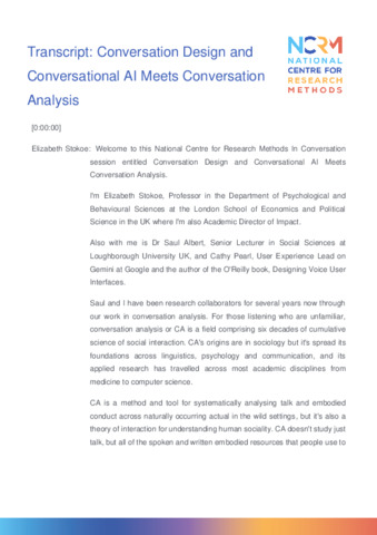 In Conversation: Cathy Pearl, Saul Albert and Elizabeth Stokoe – Conversation Analysis and AI ...